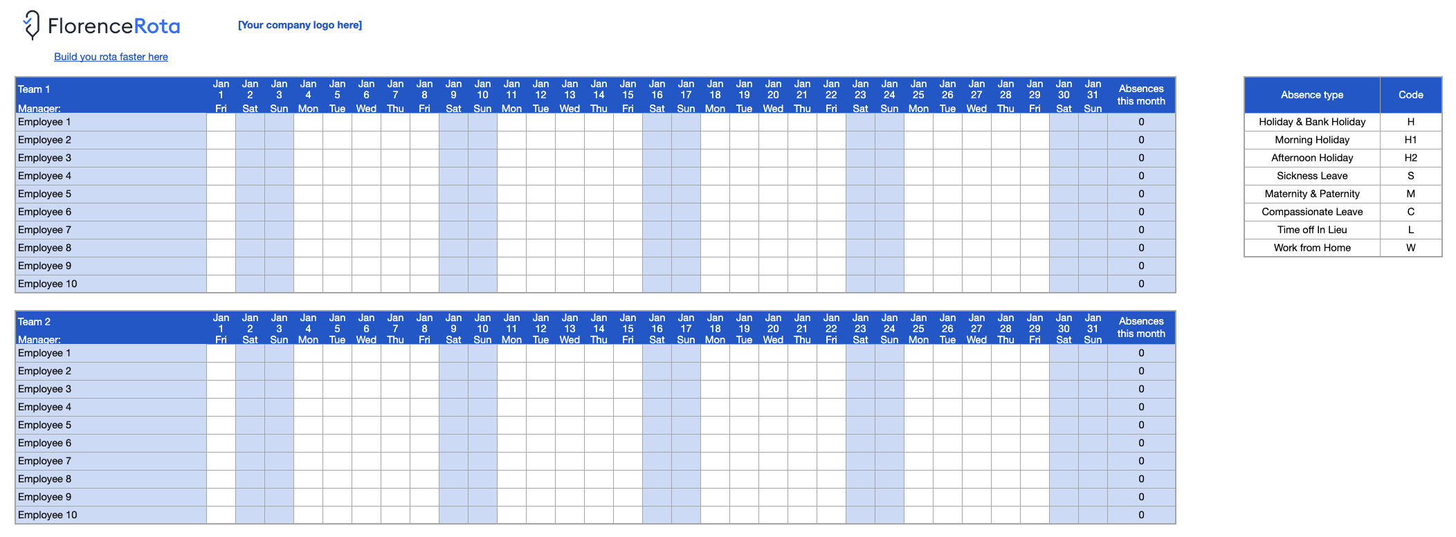 FREE Leave Template Planner Excel 2022 Update Florence